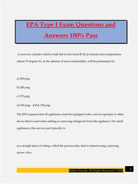 Epa Type I Exam Questions And Answers 100 Pass Epa Type I Stuvia Us