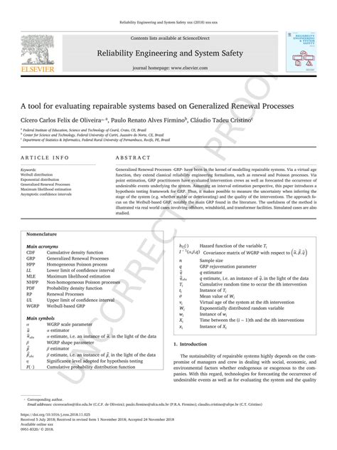Pdf A Tool For Evaluating Repairable Systems Based On Generalized Renewal Processes