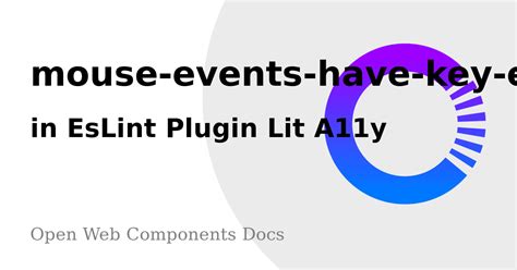 EsLint Plugin Lit A11y Mouse Events Have Key Events Open Web Components