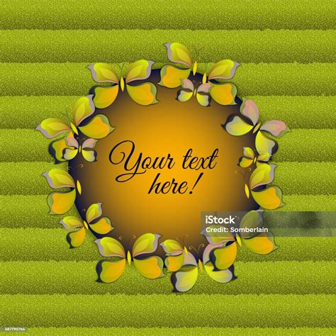 3d 종이 나비와 판지 배경둥근 프레임 결혼식에 대한 스톡 벡터 아트 및 기타 이미지 결혼식 귀여운 나비 Istock