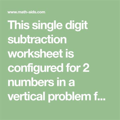 Subtraction Worksheet Generator