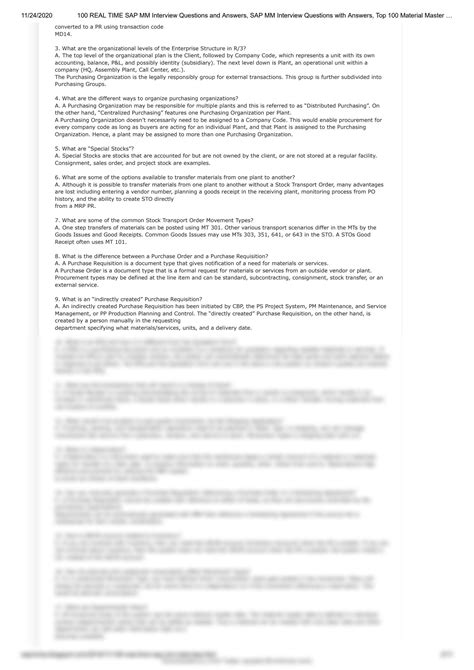 SOLUTION 100 Real Time Sap Mm Interview Questions And Answers Sap Mm Interview Questions With