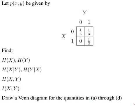 Solved Let P X Y Be Given By Y 0 1 0 1 3 1 3 X 1 0 1 3 Chegg Com