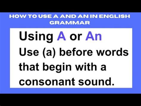 How To Use A And An In English Grammar YouTube