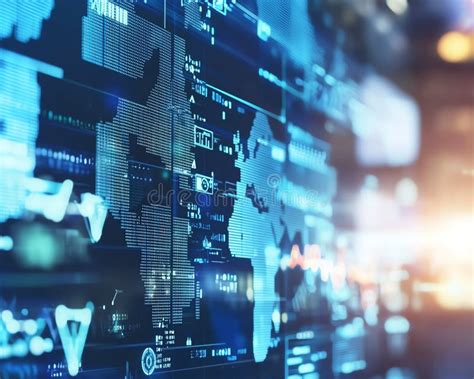 Global Network Digital World Map Futuristic Technology Data Visualization Ai Generated Stock