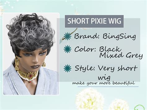 Bingsing Short Wigs For Black Women Grey Pixie Cut Wigs