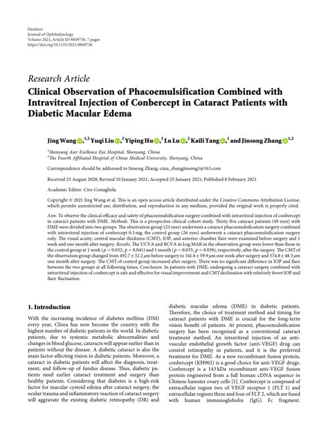 Pdf Clinical Observation Of Phacoemulsification Combined With Intravitreal Injection Of