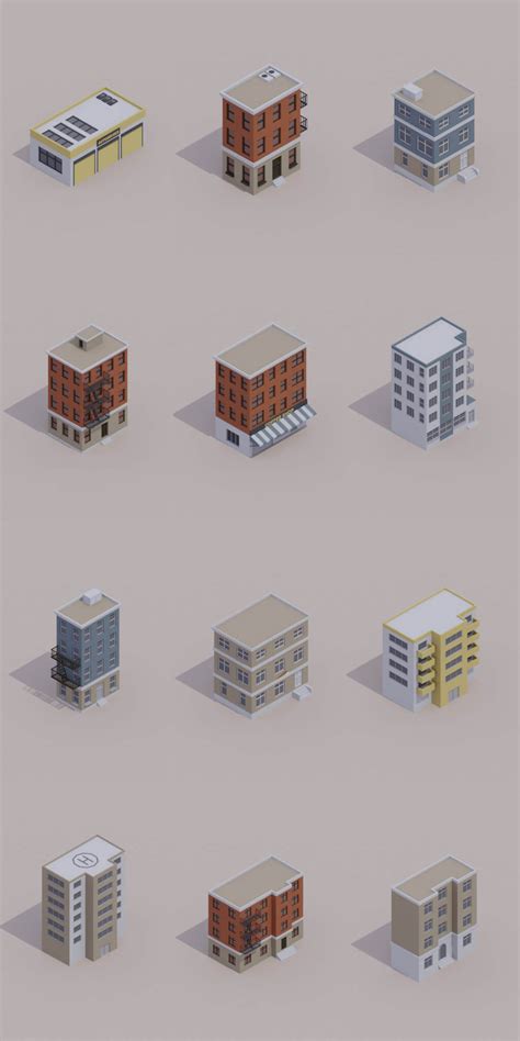 Buildings Big Lowpoly Pack 3d Model By Tarasov3d