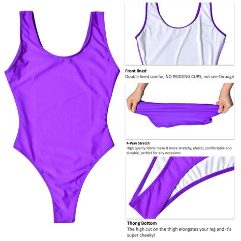 Womens High Cut Tank Thong Leotard High Stretch Seamless Beach