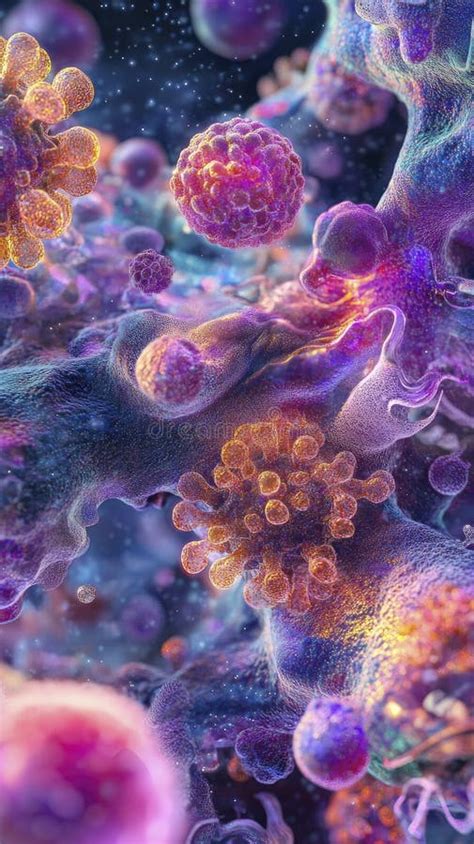 Highly Detailed And Colorful Microscopic View Of Bacteria Vibrant