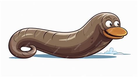 Vintage Cartoon Giant Leech Creature Vector Illustration Premium Ai
