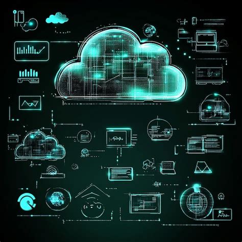 Cloud Computing Symbols With Digital Elements Premium Ai Generated Image
