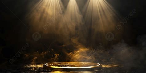 시상식을 위한 연기 빈 받침대가 있는 어두운 배경의 3d 금 연단 어두운 배경에 3d 금 연단 시상식을 위한 연기 빈 받침대 지휘대 배경 일러스트 및 사진 무료