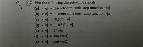 Solved Plot The Following Discrete Time Signals A Chegg