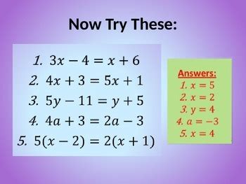 SOLVING LINEAR EQUATIONS AND EQUATIONS WITH BRACKETS TPT