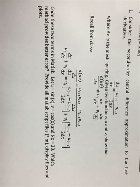 Consider The Second Order Central Difference