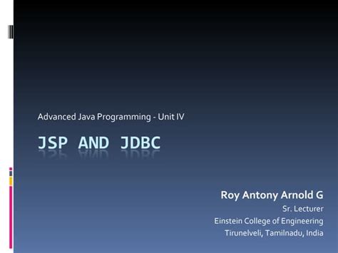 Jsp And Jdbc Ppt Web Development Internet