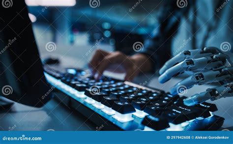 Close Up On Hands Programmer With Disability Using Prosthetic Arm To