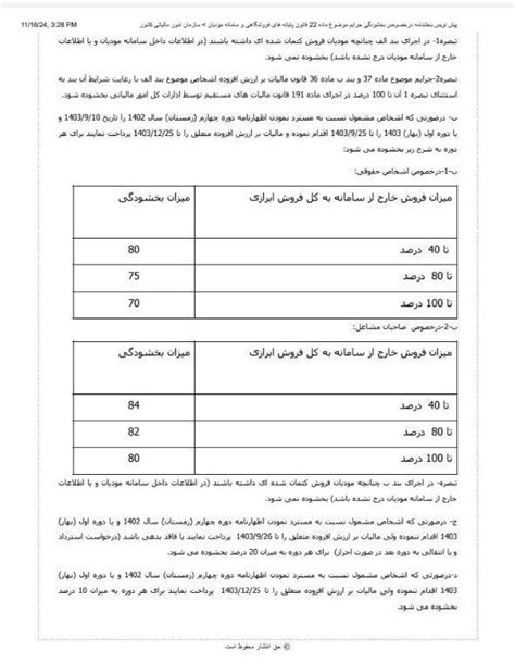 پیش نویس بخشنامه در خصوص بخشودگی جرایم سامانه مودیان حسابنو آموزش مالیات و حسابداری