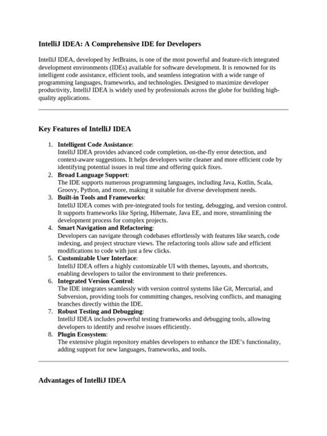 Intellij Idea Pdf Integrated Development Environment Software