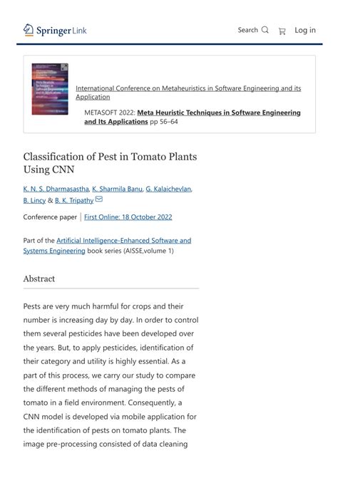 Pdf Classification Of Pest In Tomato Plants Using Cnn