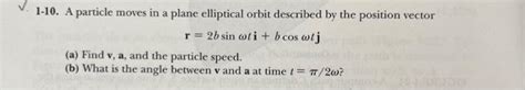 solved 1 10 a particle moves in a plane elliptical orbit