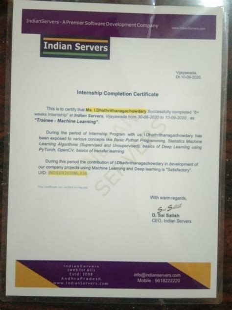 Dhathri Chowdary On Linkedin Python Internship Machinelearning Thankyou