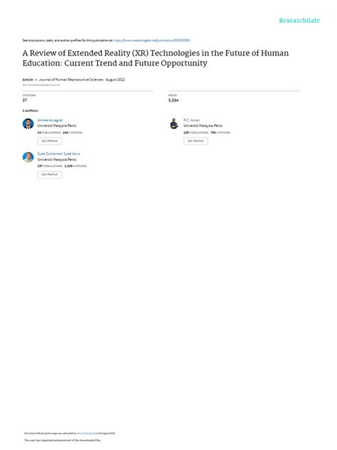 A Review Of Extended Reality Xr Technologies In The Future Of Human Pdf