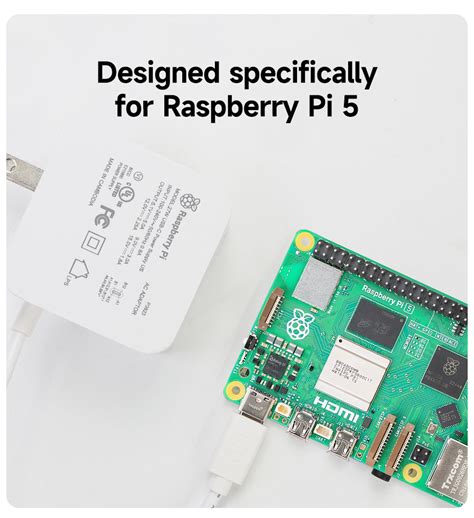 Raspberry Pi 5 Official Power Supply 27w Usb C With Us Plug