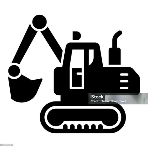 크롤러 굴삭기 솔리드 아이콘 중장비 개념 흰색 배경에 유압 굴삭기 트럭 표지판 글리프 스타일의 모바일 개념 웹 디자인의 굴착기 아이콘 벡터 그래픽 건설 기계류에 대한 스톡