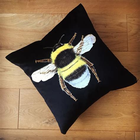 Black Velvet Bee Cushion Etsy