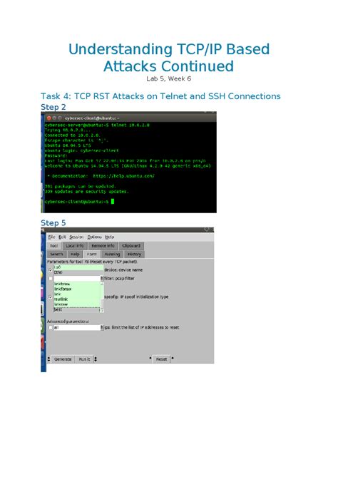 Tutorial 5 Lab Work Understanding Tcpip Based Attacks Continued Lab 5 Week 6 Task 4 Tcp