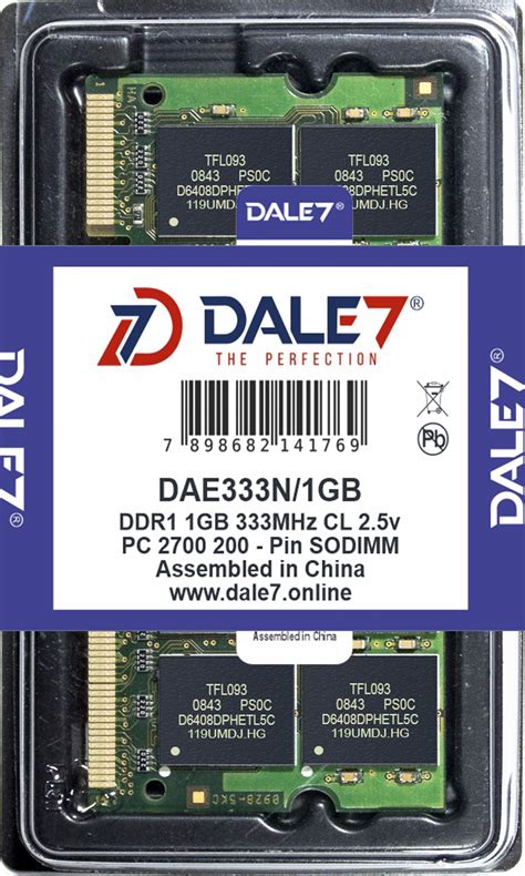 Memoria Dale7 Ddr1 1gb 333 Mhz Notebook 16 Chips 25v Dale7