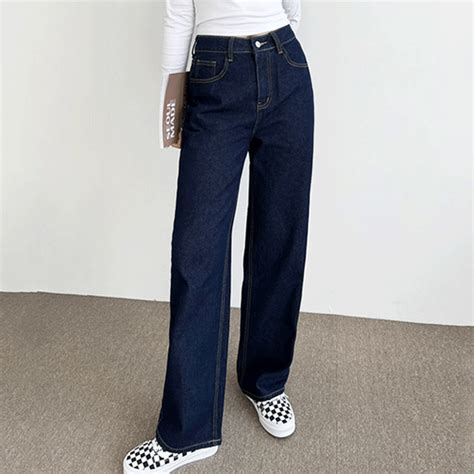 무드라인 탄탄진 슬림 와이드 청바지 데님 팬츠 통청바지 스트레이트진 진청 중청 흑청