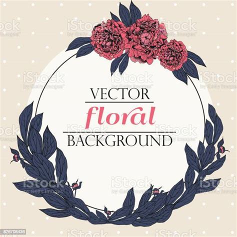 벡터 꽃 화 환입니다 빈티지 모란 배경입니다 꽃 요소 디자인 초대장 인사말 카드 웨딩 카드입니다 0명에 대한 스톡 벡터 아트 및 기타 이미지 Istock