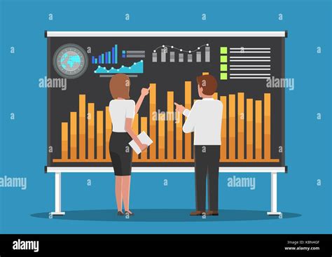 Businessman And Businesswoman Analysis Business Chart On Board