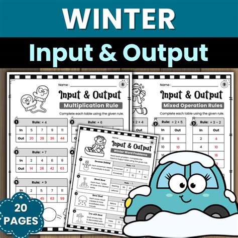 Input And Output Tables Bundle Valentine And Winter Math Rules Grades 34