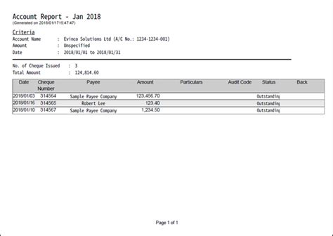 Account Report Chequesystem Help Center
