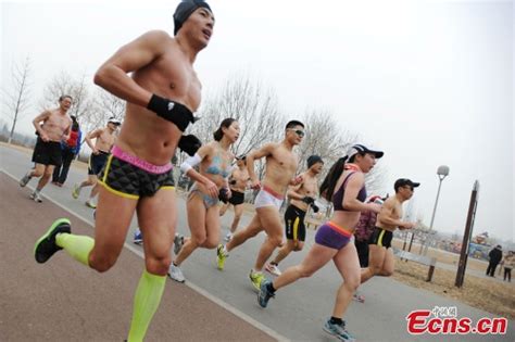 People In Half Naked Run To Promote Green Life In Beijing Global Times