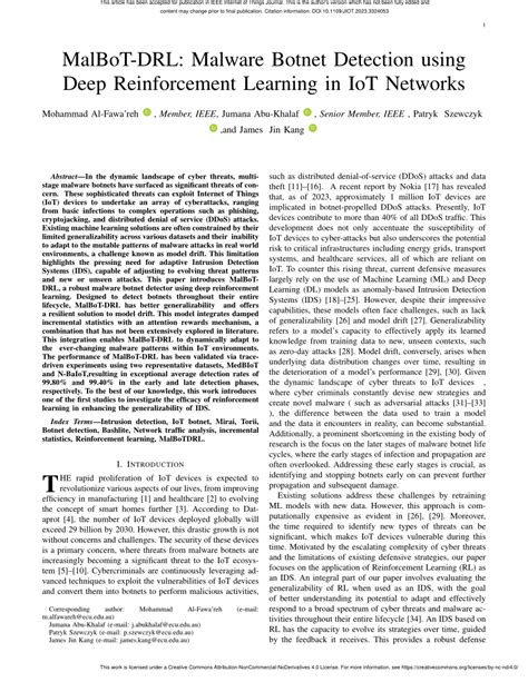 Pdf Malbot Drl Malware Botnet Detection Using Deep Reinforcement Learning In Iot Networks