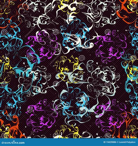 Graffiti Abstract Seamless Pattern Grunge Effect Vector Illustration