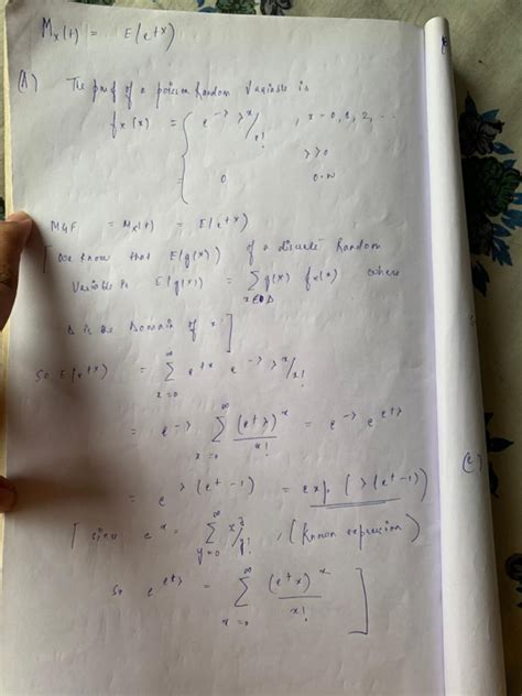 The Moment Generating Function Mgf For A Random Variable X Is Mx T