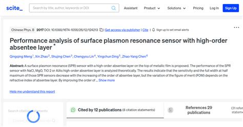 Performance Analysis Of Surface Plasmon Resonance Sensor With High Order Absentee Layer