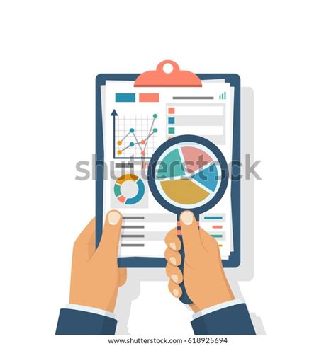 Data Analysis Clipboard Hand Businessman Statistical Stock Vector