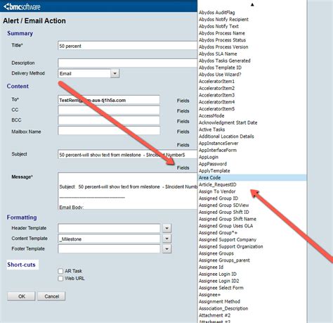 Service Level Management Slm Milestone Notification Variables When Using “content Template