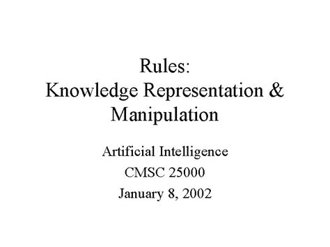 Rules Knowledge Representation Manipulation Artificial Intelligence