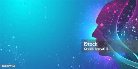 신경망을 가진 휴머노이드 헤드의 인공 지능은 생각한다 인공 지능 및 기계 학습 개념 휴머노이드 뇌 신경망 현대 기술 개념 벡터 배경 주제에 대한 스톡 벡터 아트 및 기타