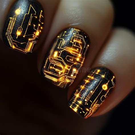 A Hand With A Black And Yellow Nail Art Design That Looks Like A