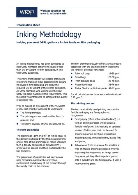 Pdf Information Sheet Template Wrap Methodology Info Sheet Pdf · Information Sheet Inking