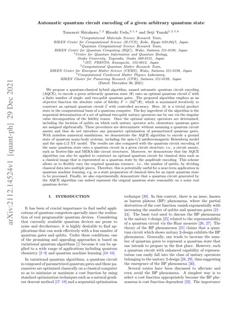 PDF Automatic Quantum Circuit Encoding Of A Given Arbitrary Quantum State